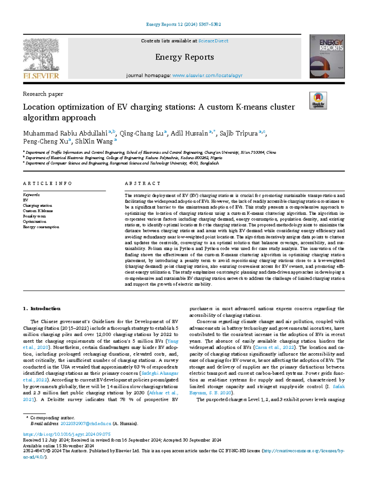 Optimizing EV Charging Stations Location: A Custom K-Means Approach (ENG 2024) - Studocu
