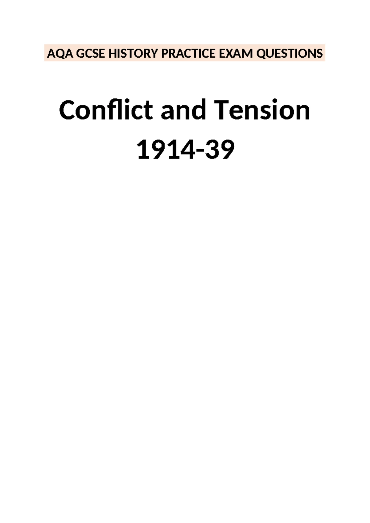 Conflict and Tension Notes: AQA GCSE 1918-1939 Revision Guide - Studocu