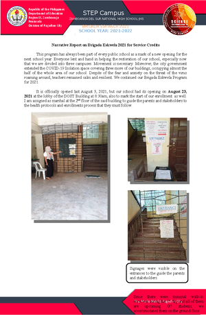 Sample Tree Growing Activity Narrative Report - Republic of the ...