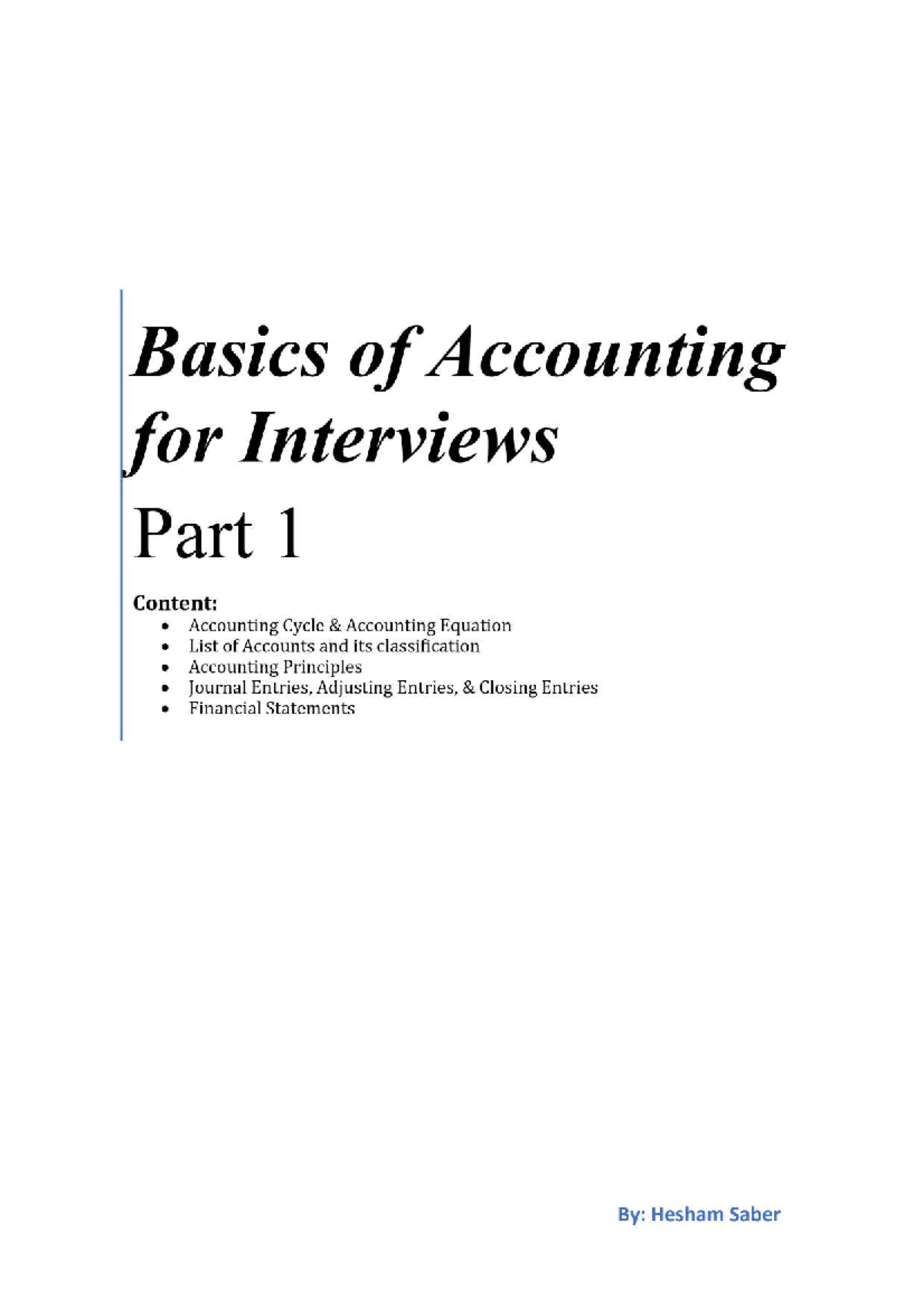 Accounting Basics for Interviews: Cycle, Principles & Entries - Studocu