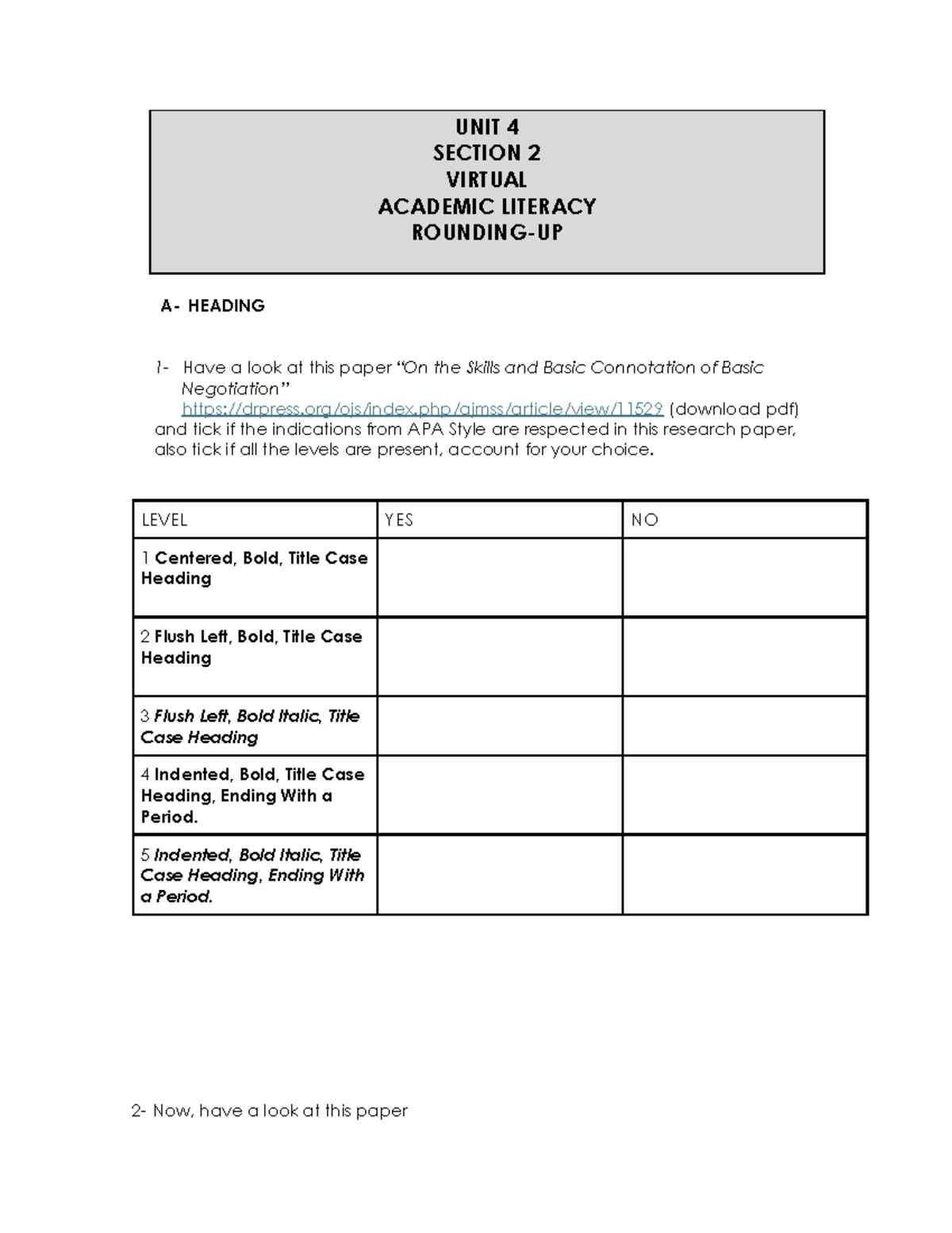 UNIT 4 SECTION 2 VIRTUAL ACADEMIC LITERACY REVIEW - Studocu