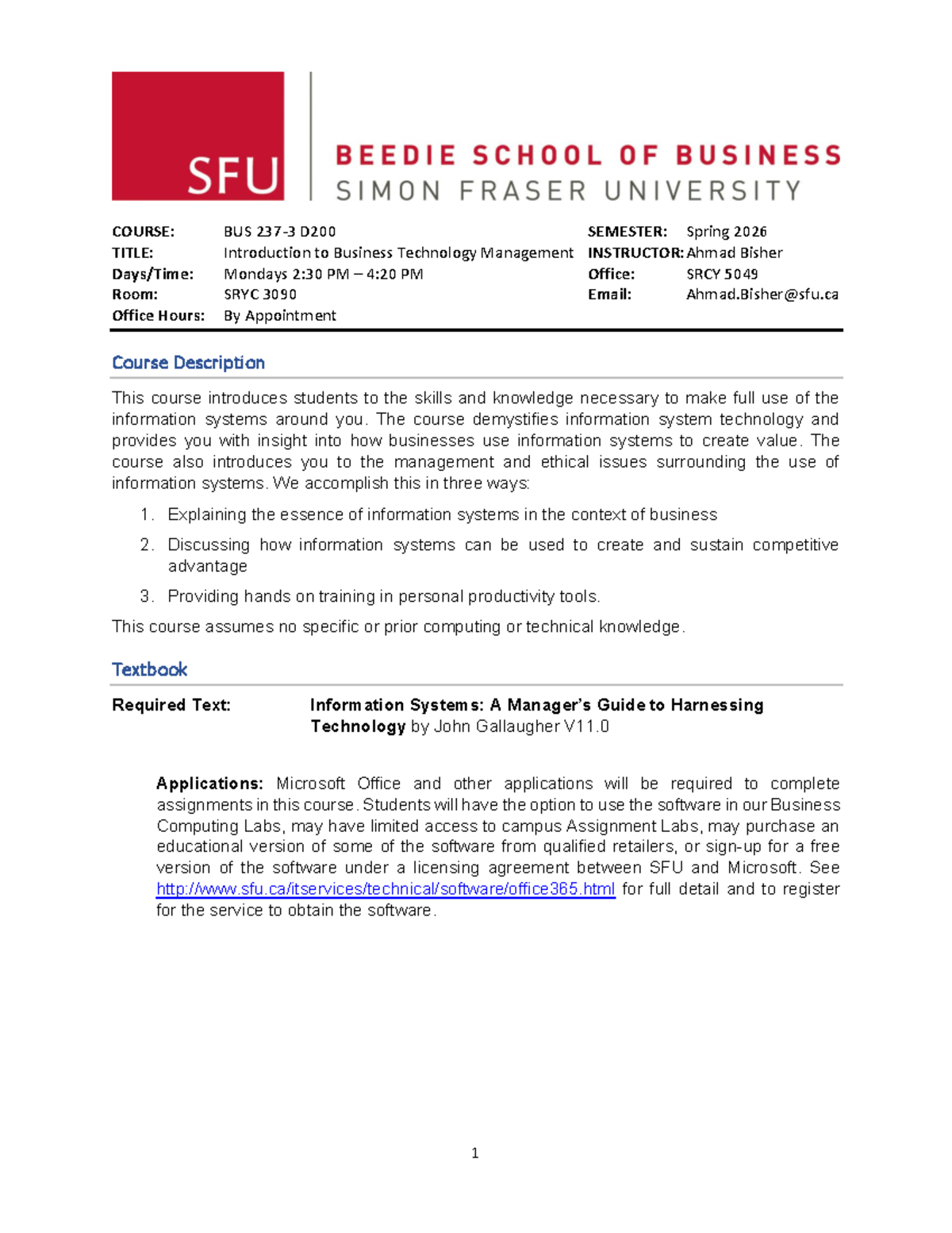 Outline for BUS D200 Introduction to Business Technology Management ...