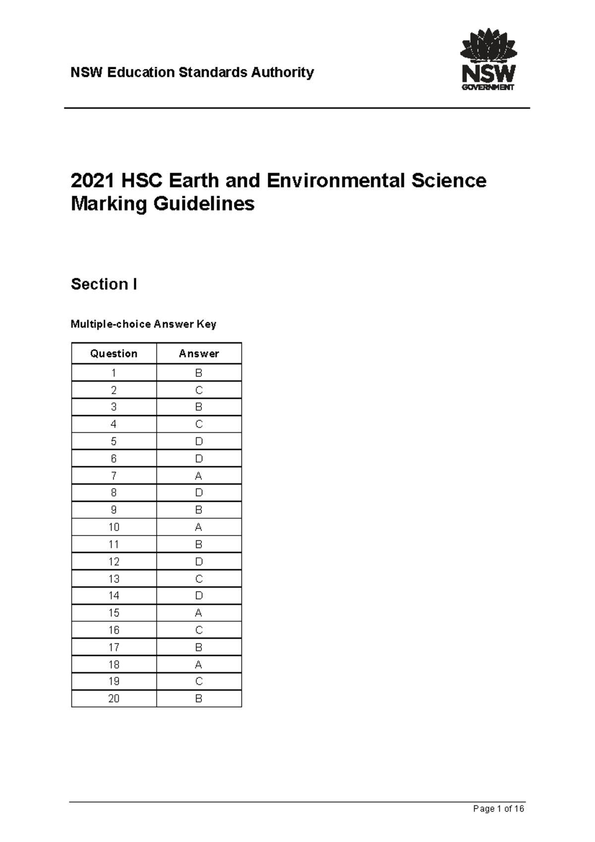 2021 HSC Earth and Environmental Science Marking Guidelines EES1215 ...