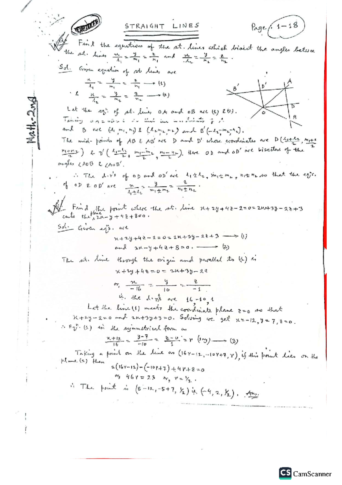 3D Straight Lines: Angle Bisectors and Shortest Distances Analysis ...
