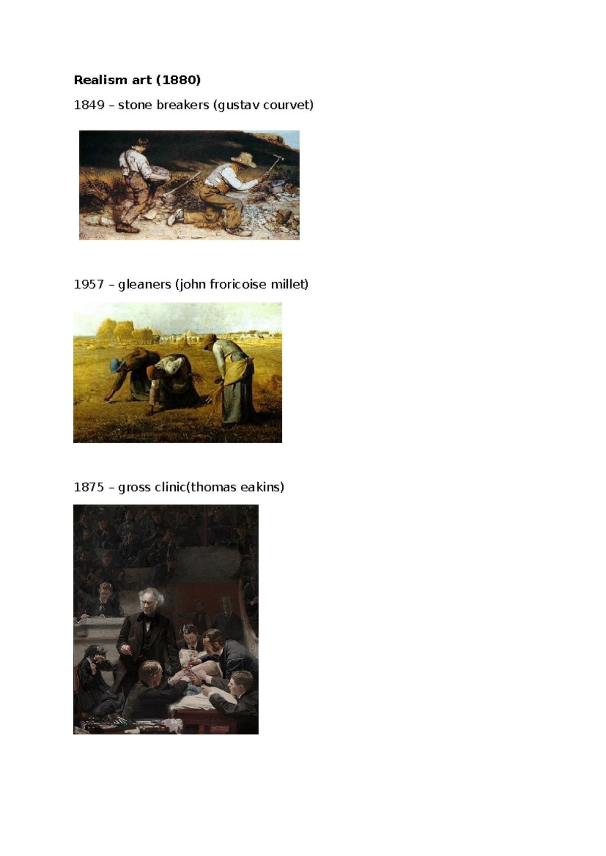 Art Appreciation: Key Paintings from Realism to Cubism - Studocu