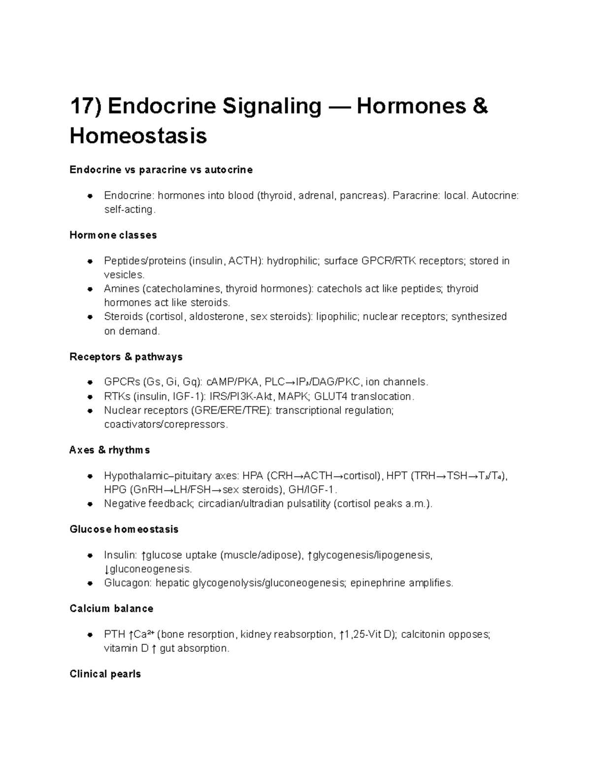 17) Endocrine Signaling — Hormones & Homeostasis - Google Docs - 17 ...