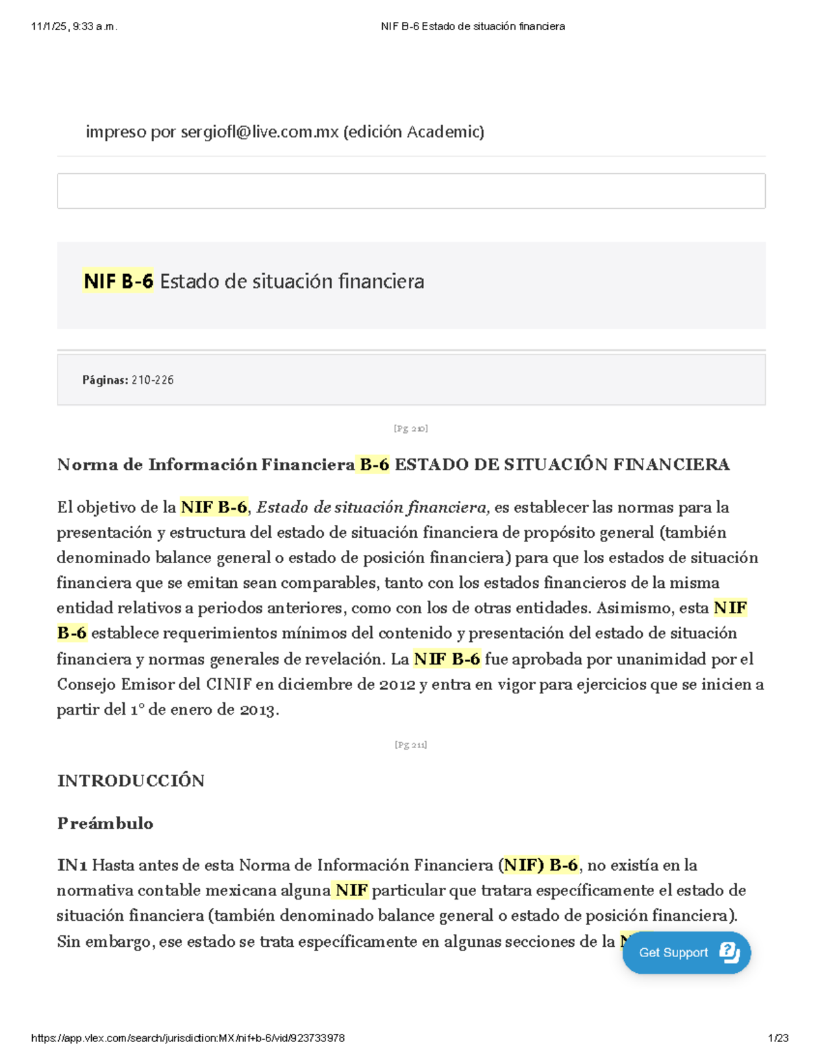 NIF B-6: Normas sobre el Estado de Situación Financiera en México - Studocu