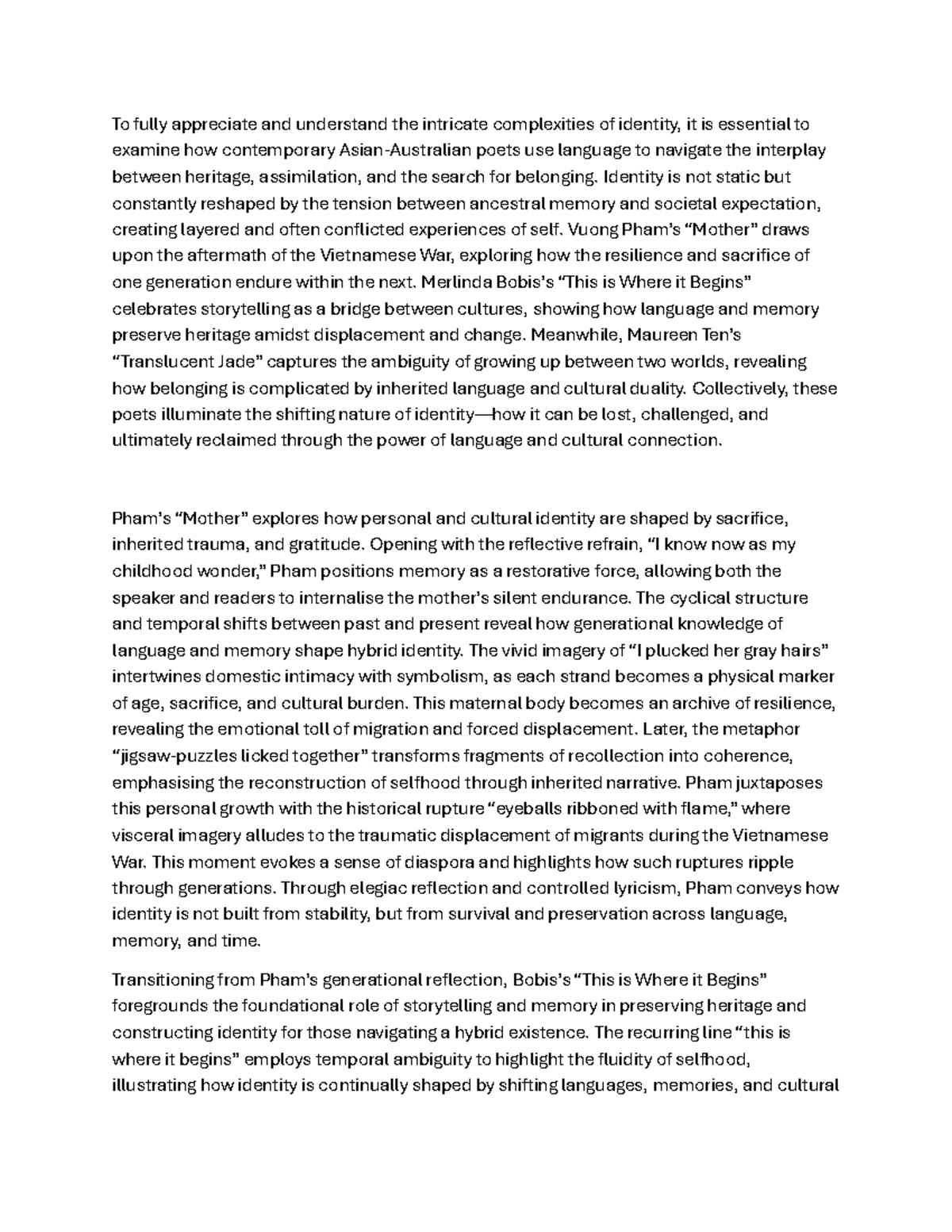 HSC Trials Essay: Exploring Identity in Contemporary Poetry - Studocu