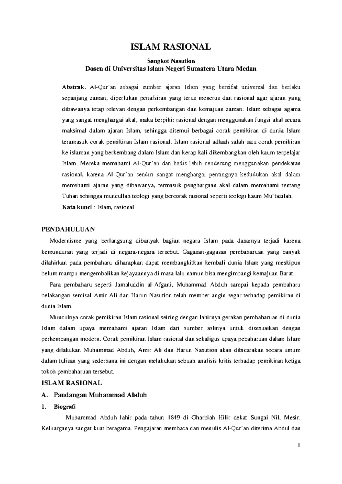 Garuda 1086856 - Islam Rasional dan Pembaharuan Pemikiran Islami - Studocu