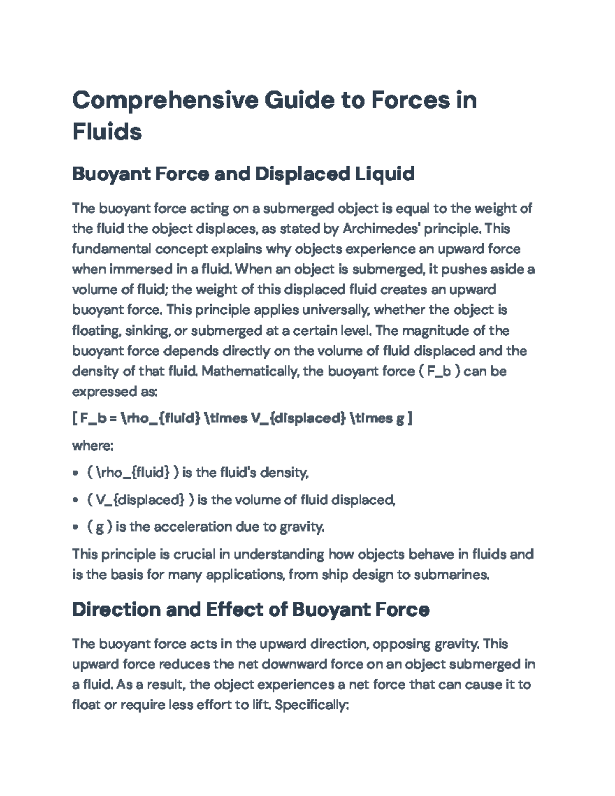 Comprehensive Guide to Buoyant Forces in Fluids (PHYS 101) - Studocu