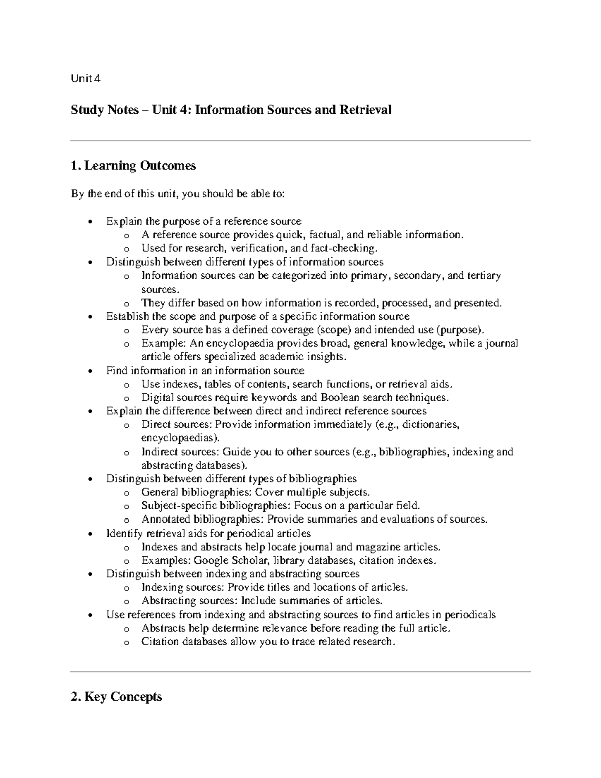 Unit 4 INS1502 - Information Sources & Retrieval Study Notes - Studocu