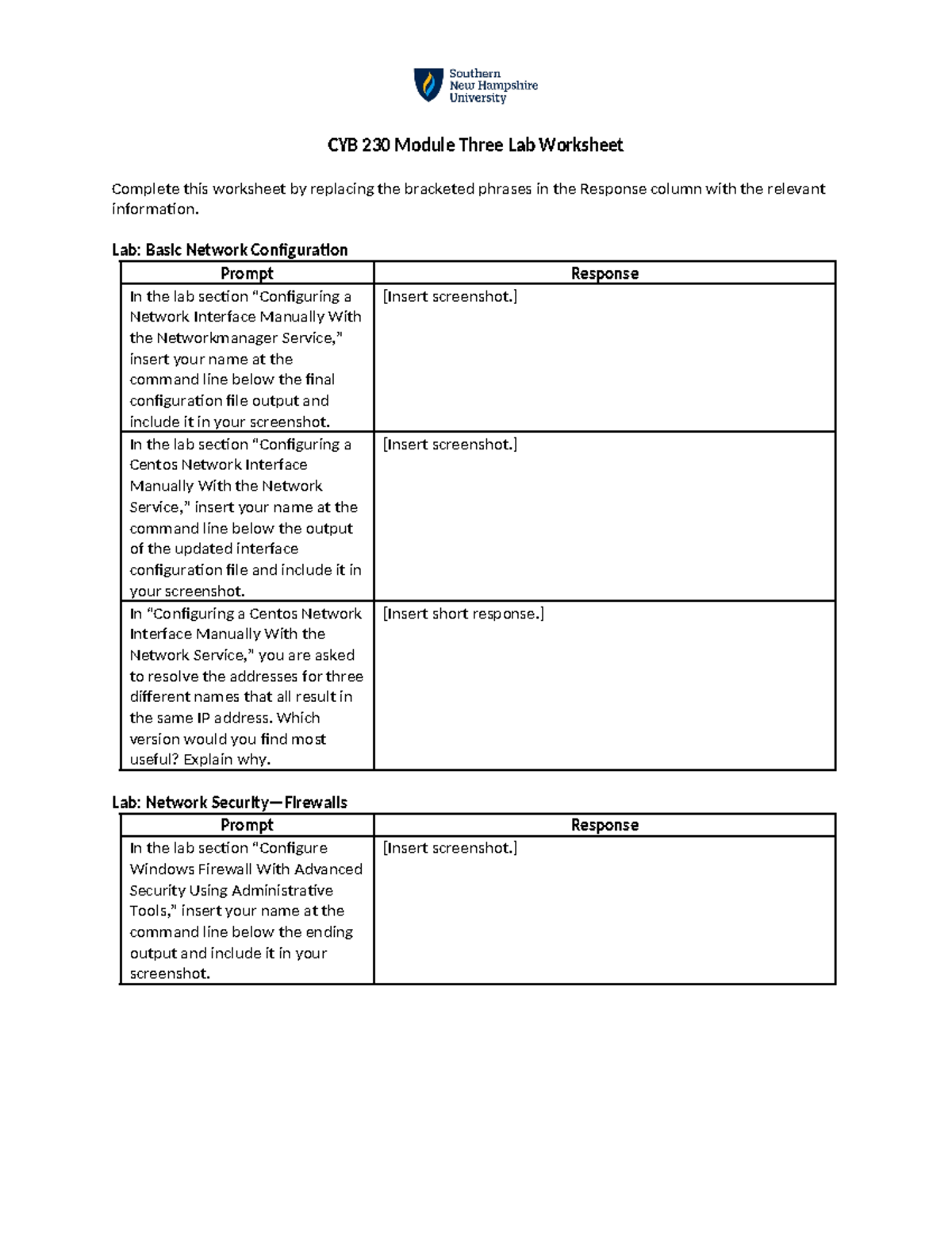 CYB 230 Module Three Lab Worksheet - CYB 230 Module Three Lab Worksheet Complete this worksheet ...