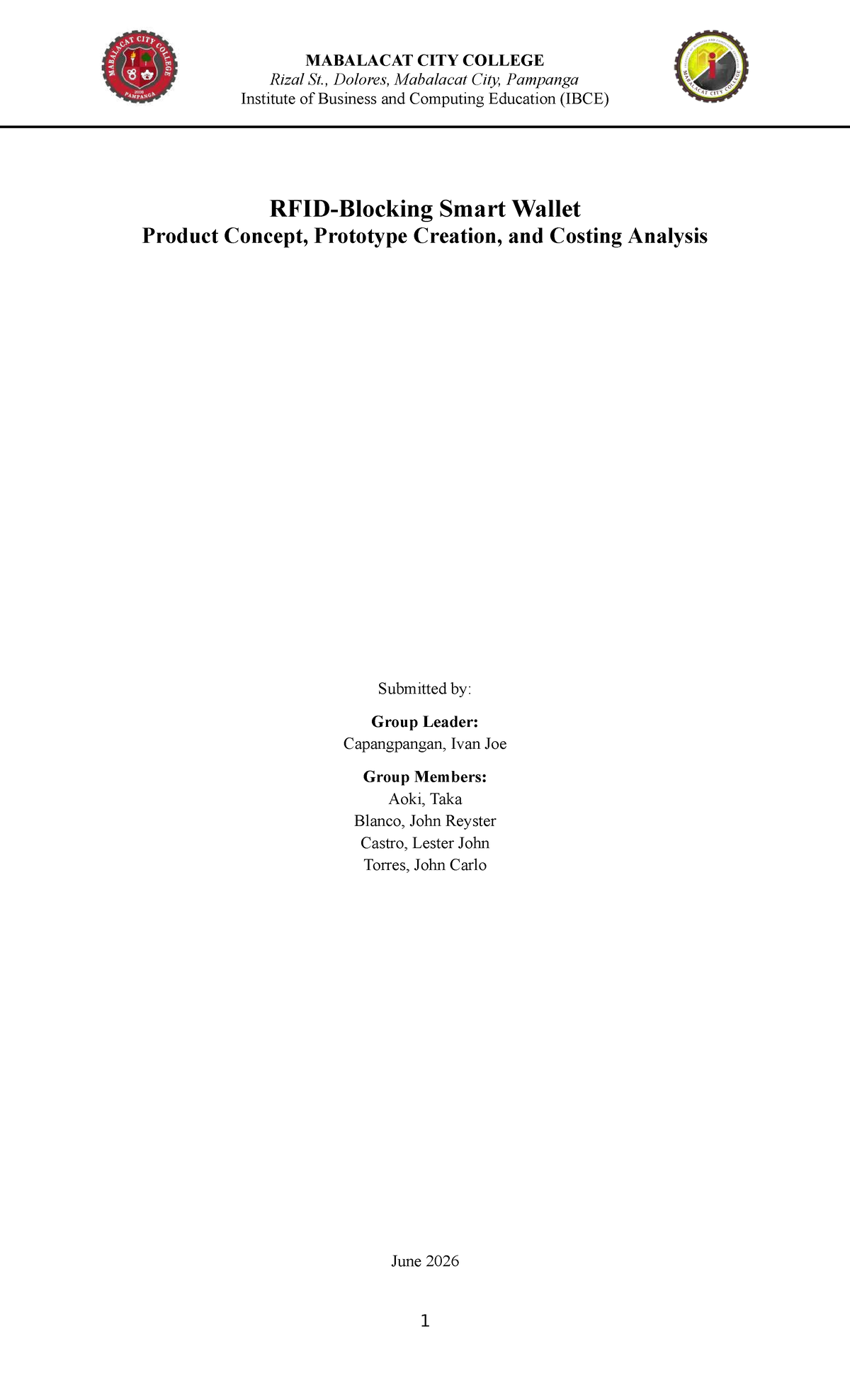 RFID Blocking Smart Wallet Prototype & Cost Analysis (IBCE) - Studocu