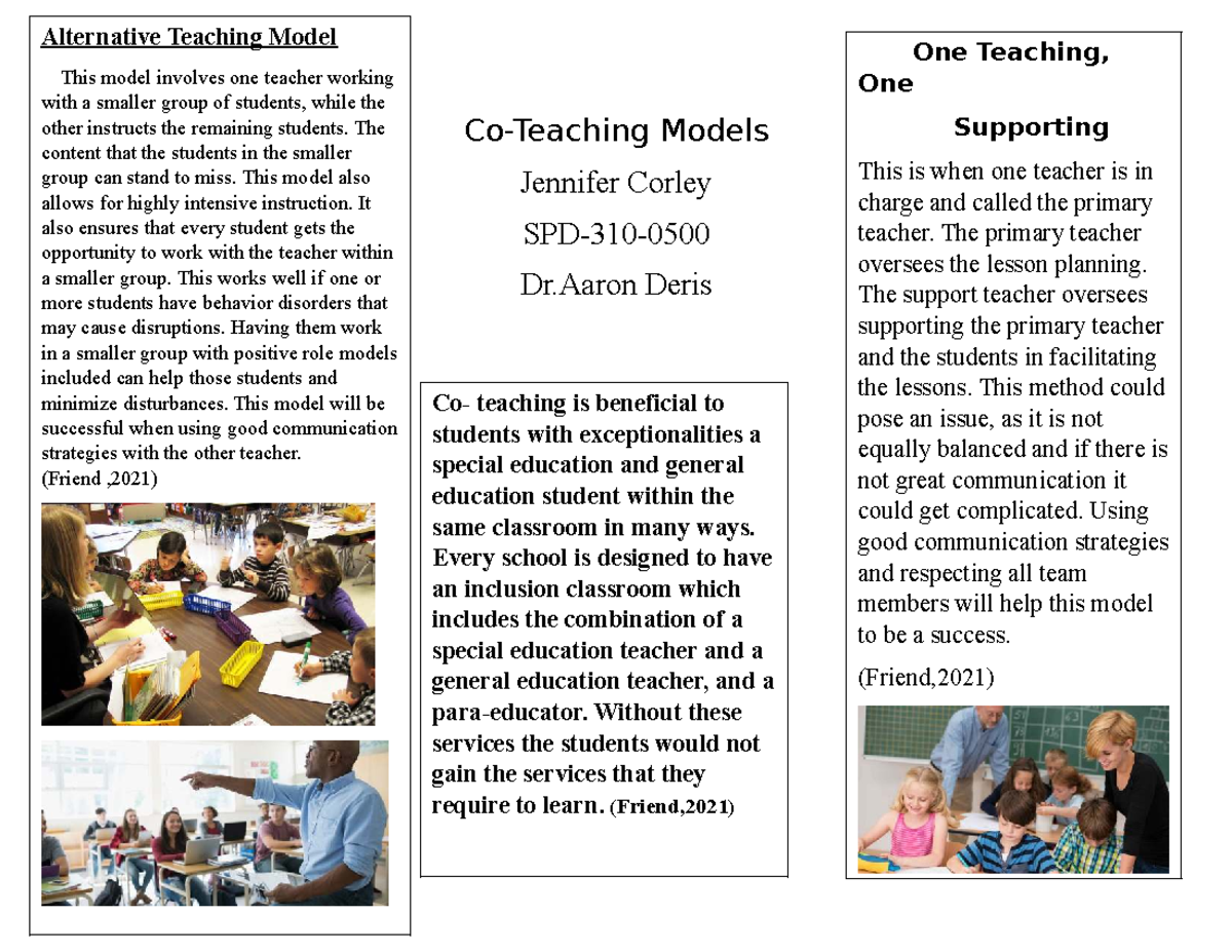 Co-Teaching Models: A Digital Brochure for SPD-310 - Studocu