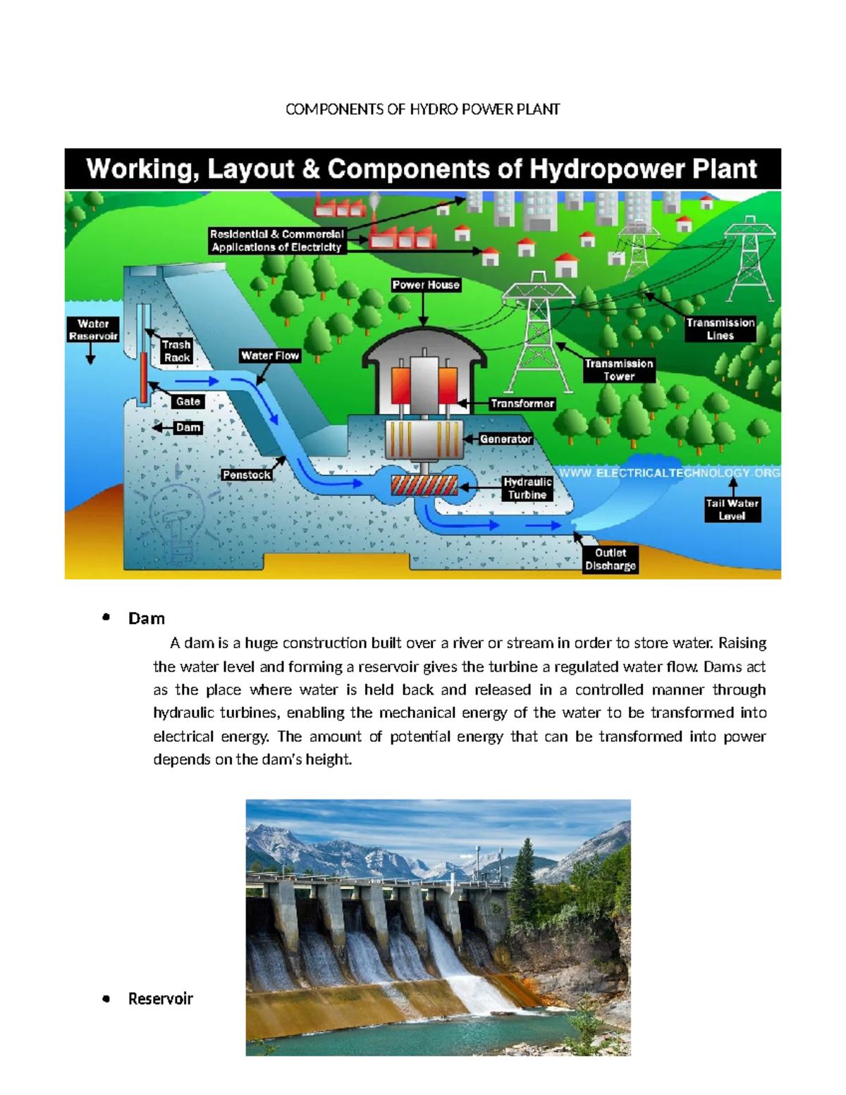 Components-OF- Hydro- Power- Plant - COMPONENTS OF HYDRO POWER PLANT ...