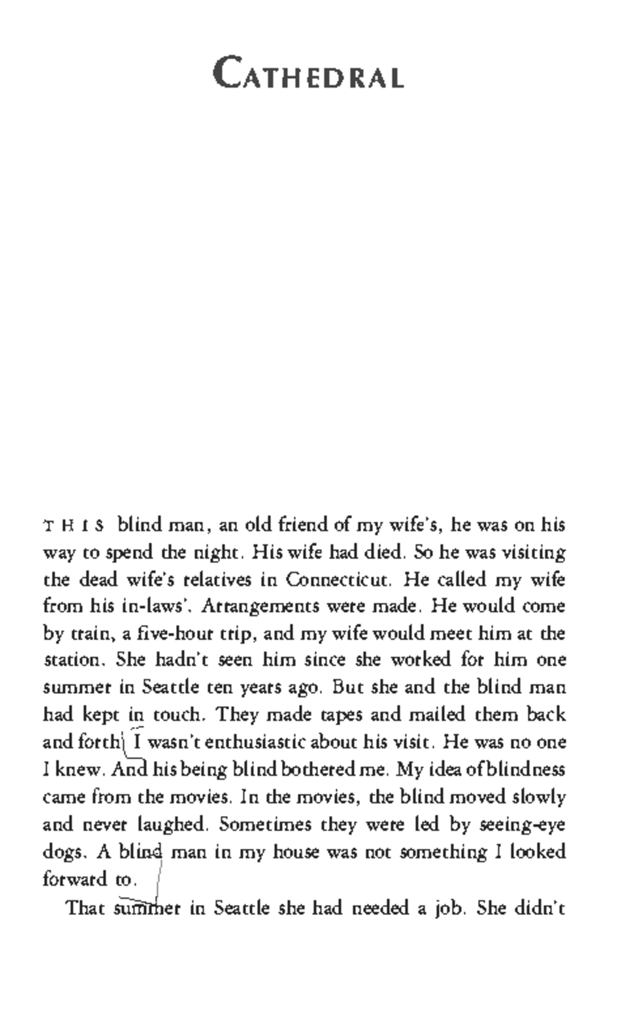 CATHEDRAL: A Short Story Analysis and Discussion - Studocu