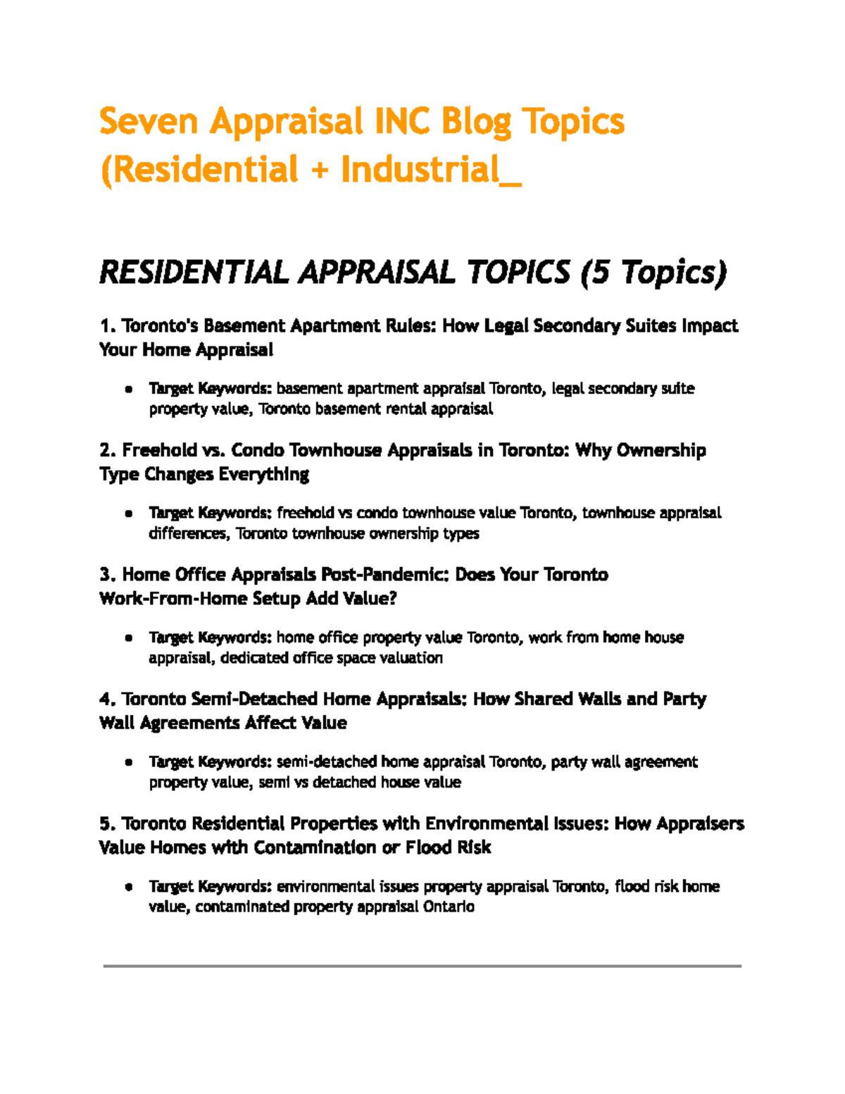 Residential and Industrial Appraisal Blog Topics (GTA) - Studocu