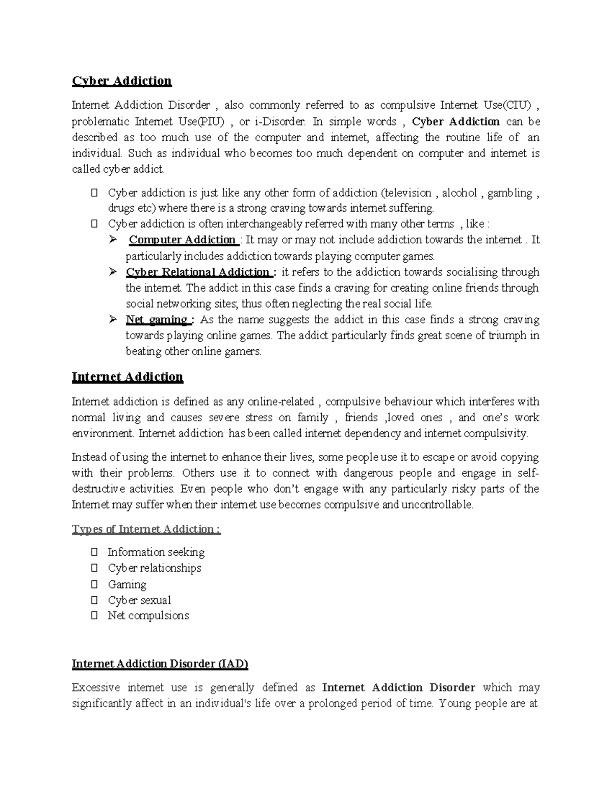Cyber addiction & Health issues - Cyber Addiction Internet Addiction ...