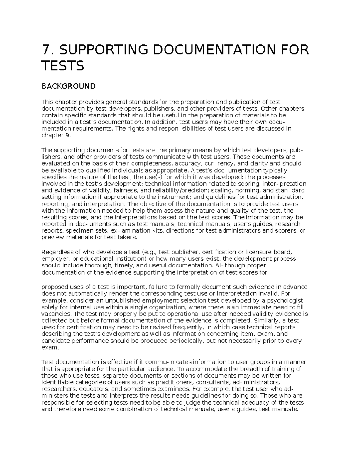 Standards for Supporting Test Documentation: Guidelines & Practices ...