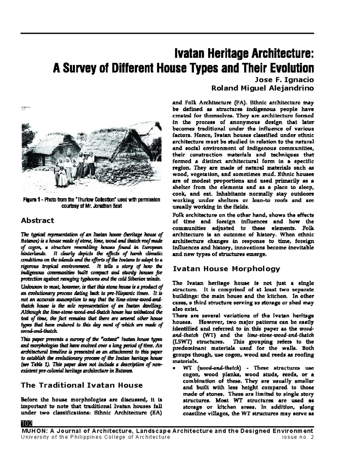 Ivatan Houses Anatomy: Morphology & Structure Insights - Studocu