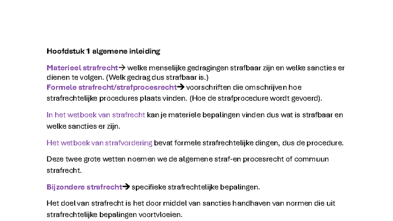 Strafrecht Samenvatting: Hoofdstuk 1 - Algemene Inleiding en ...