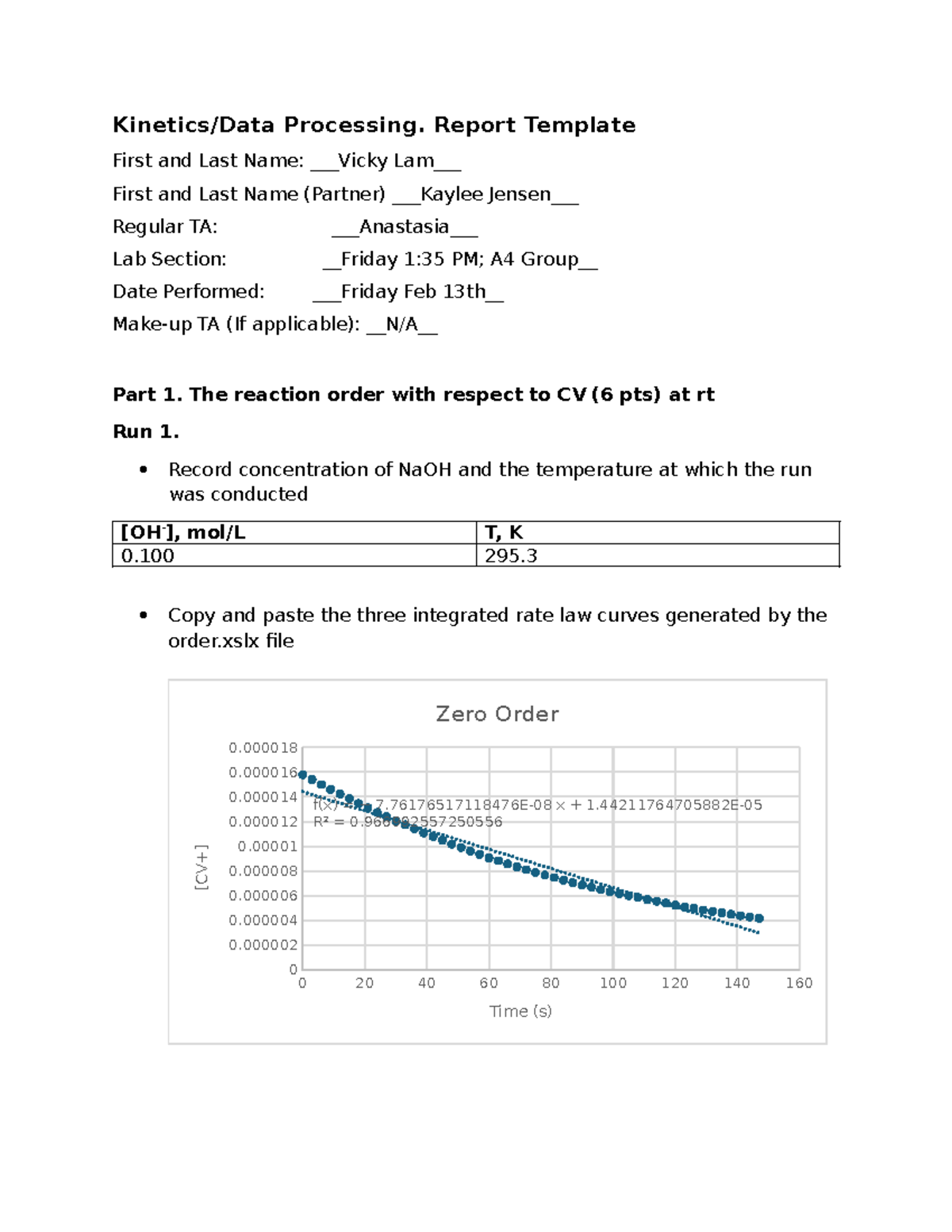 Kinetics Report Template (CHEM 202) - Winter 2026 - Studocu