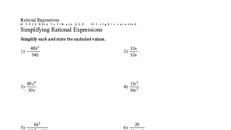 Rational Expressions (MATH 101) - Simplifying Techniques and Solutions ...