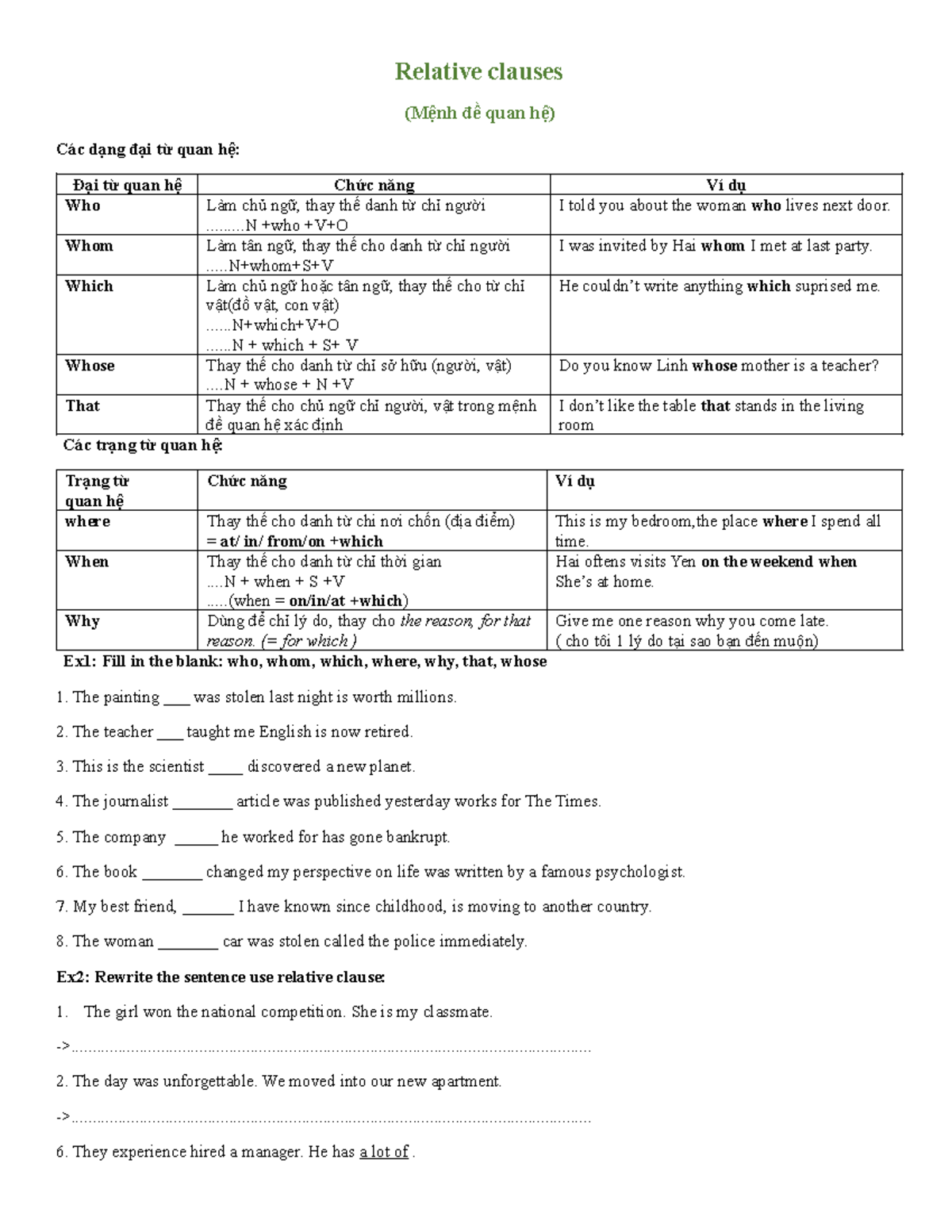 U12 Relative Clauses: Understanding and Using Relative Pronouns - Studocu