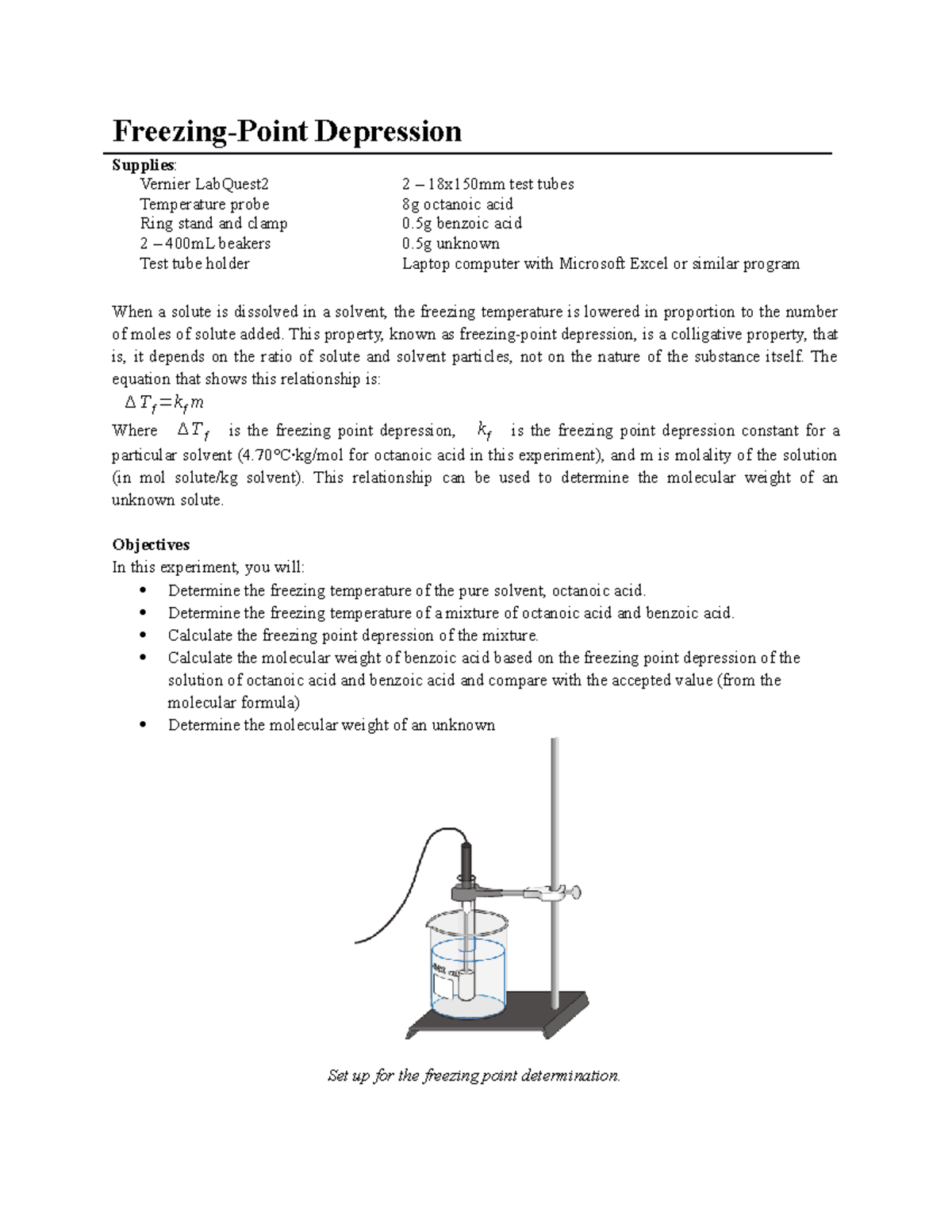 Freezing Point Depression Lab: Measuring Colligative Properties in ...