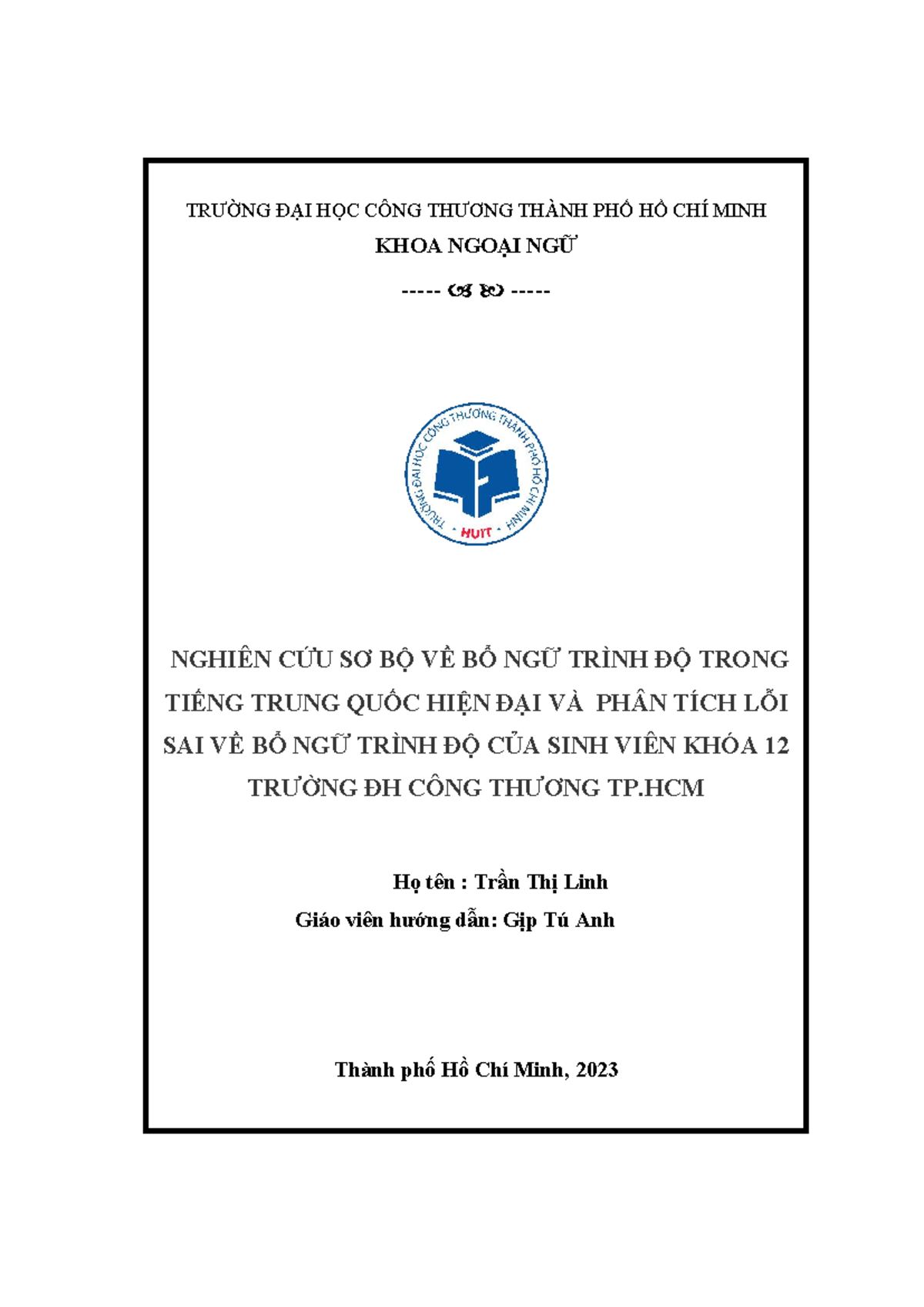 Nghiên cứu về Bổ ngữ và Lỗi sai của SV K12 - Khóa luận tốt nghiệp - Studocu