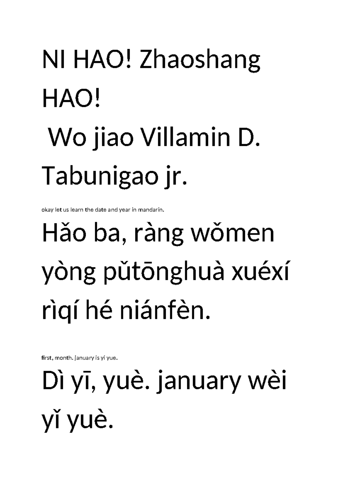 Mandarin Lesson: Dates and Years in Chinese (NI HAO!) - Studocu