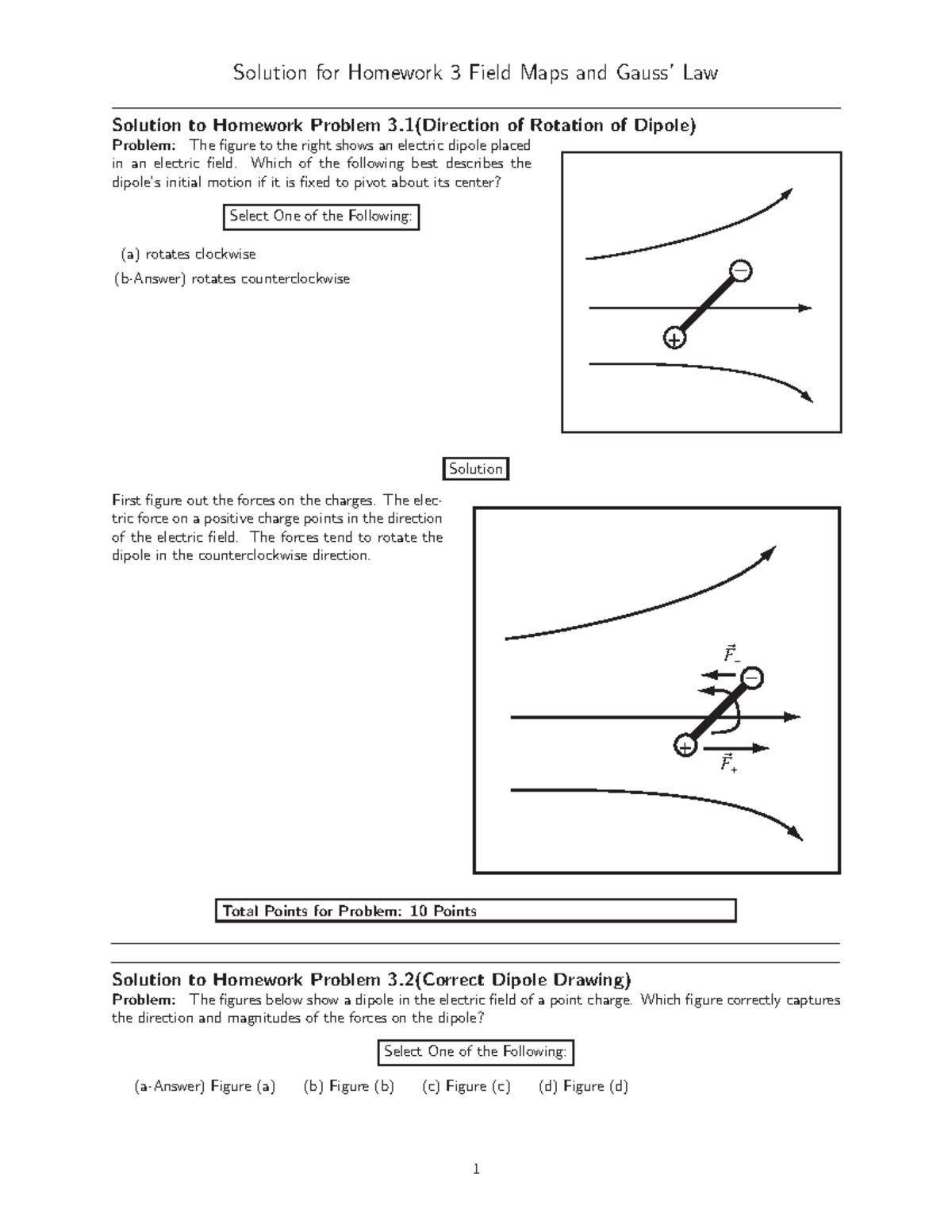 Homework-3-solution - Solution for Homework 3 Field Maps and Gauss’ Law ...