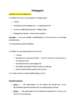 Samenvatting Pedagogiek - Samenvatting Eerste periode Stefia Vandenhoven Academiejaar: 2022 ...