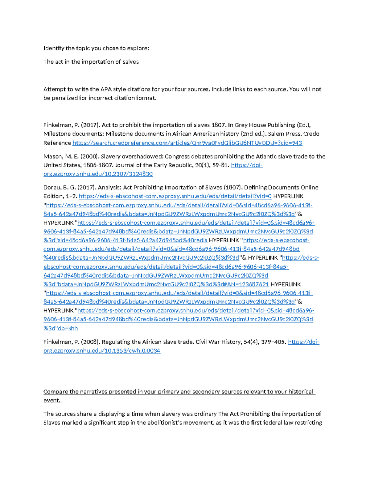 4-2 Analyzing Narratives: The Act Prohibiting Slave Importation - Studocu