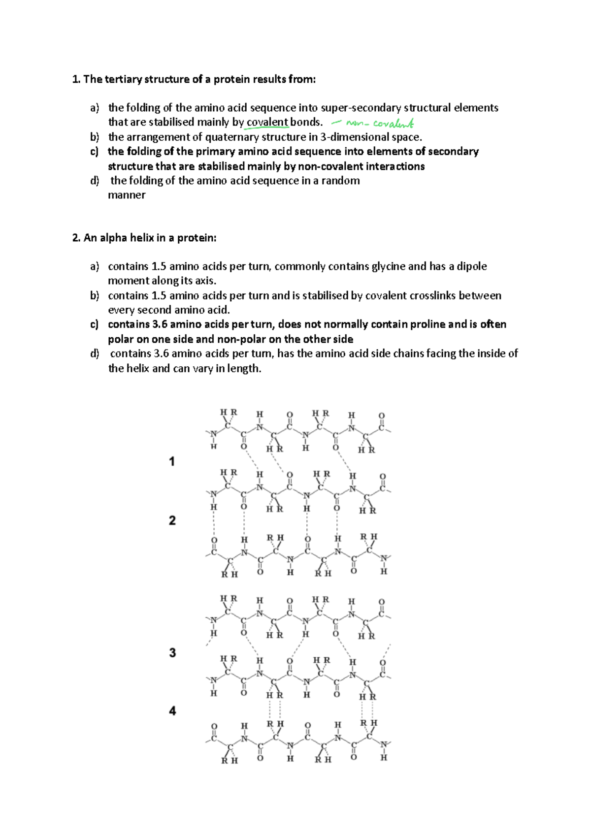 Biochemistry Mock Progress Test: Key Protein Structure Concepts - Studocu