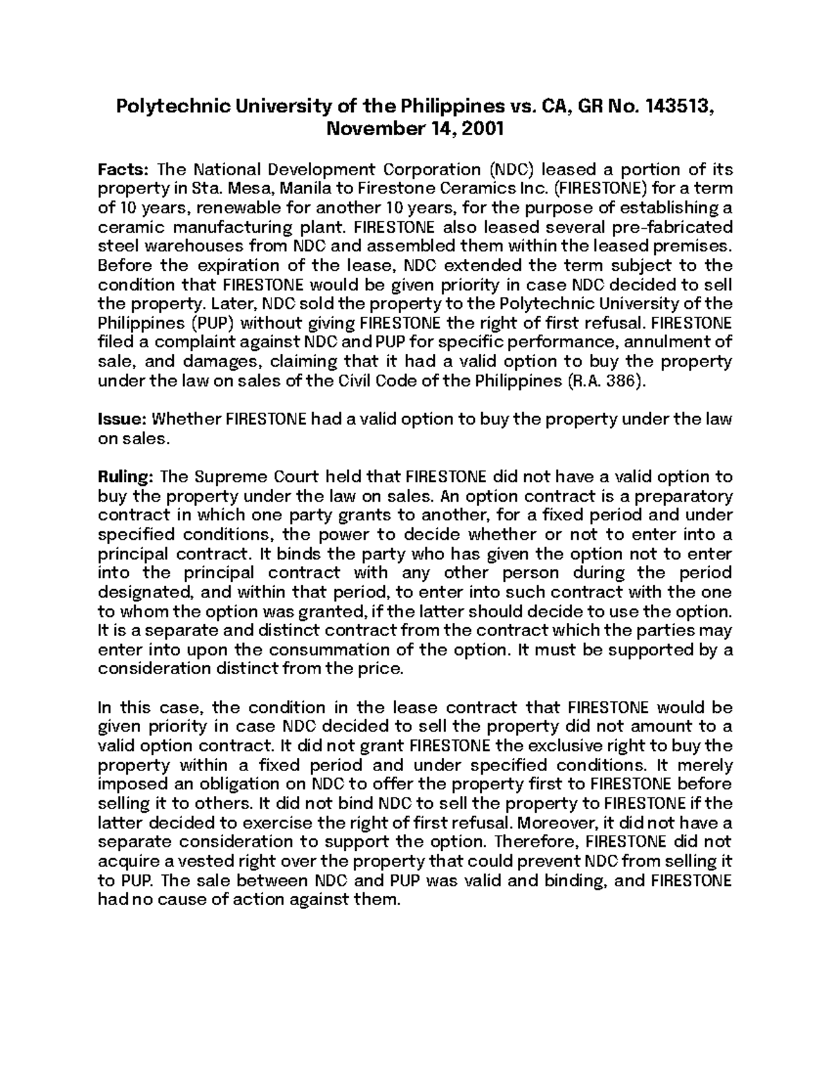 Case Digest: Examining Major Decisions in Philippine Sale Contracts ...