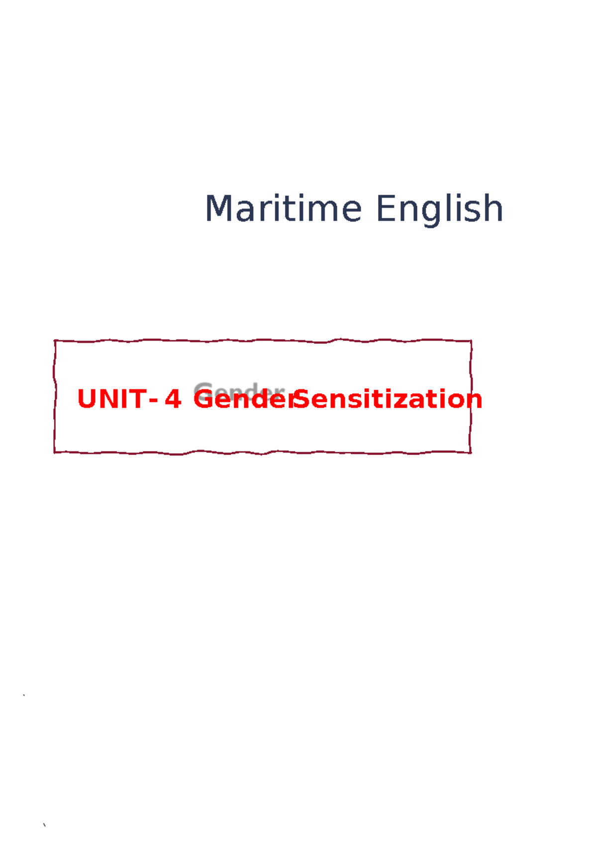Understanding Gender Sensitization in Maritime Context (ENG 4) - Studocu