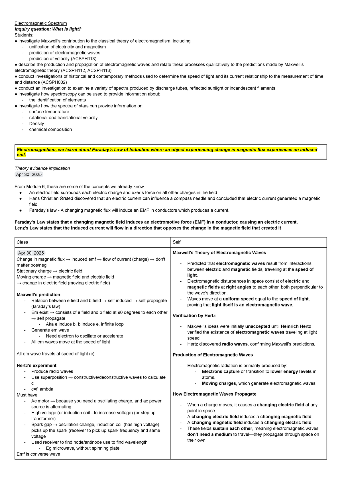Physics Mod 7 Notes: Electromagnetic Spectrum & Light (ACSPH112 ...