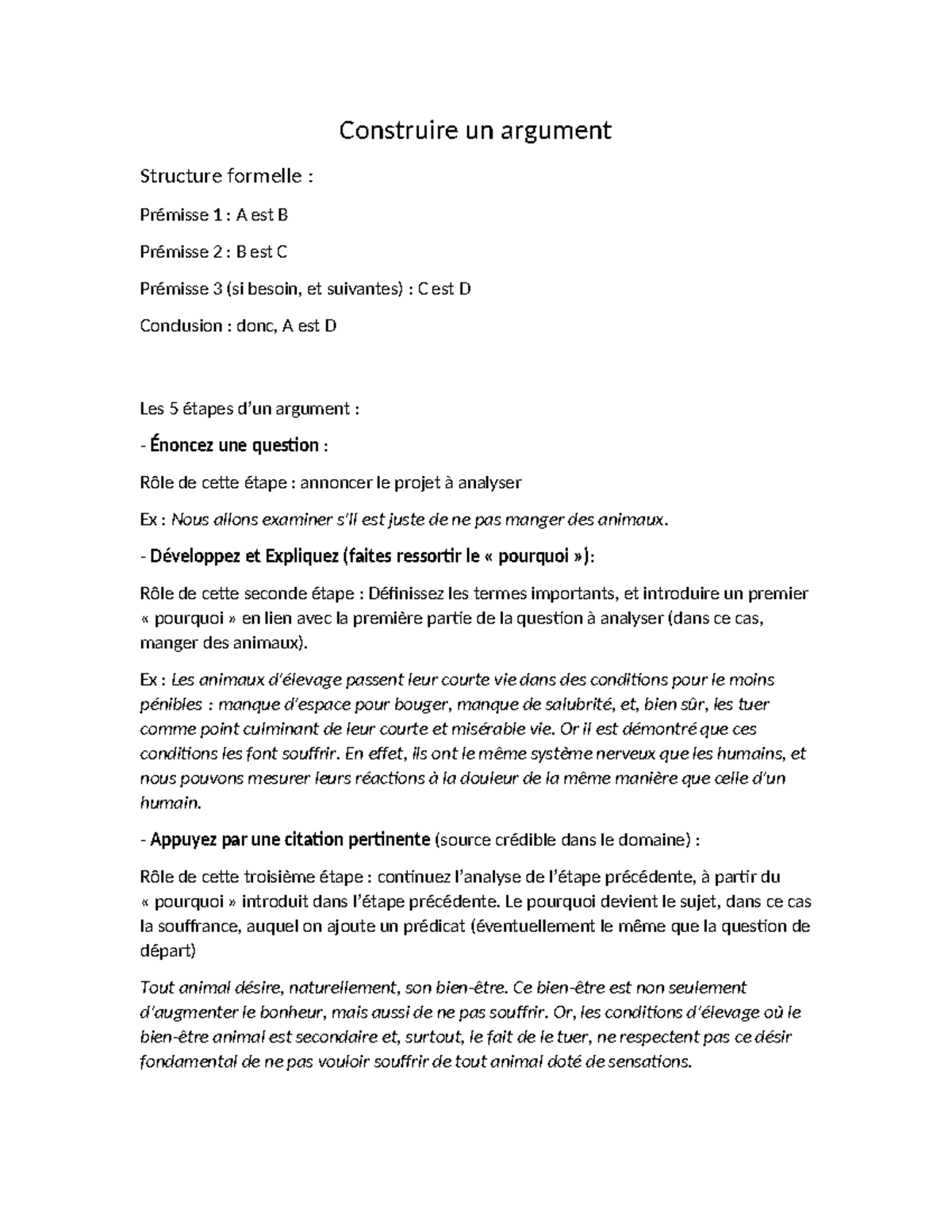 Construire un bon argument : Guide étape par étape - Studocu