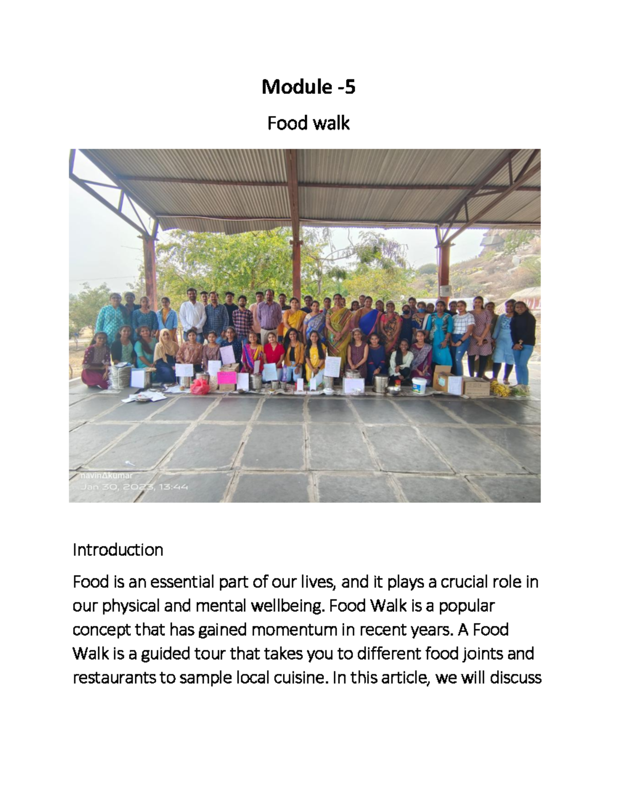 Document 700 - SEAR activities - Module - Food walk Introduction Food ...