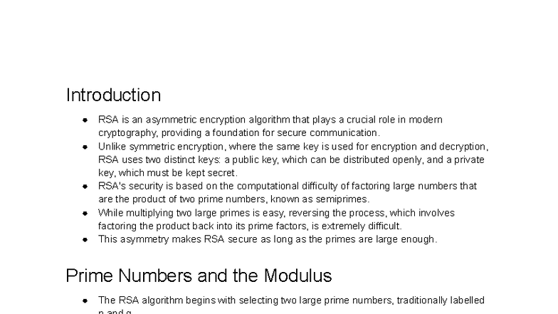 RSA Encryption and Decryption: Key Gen, Security & Process - Studocu
