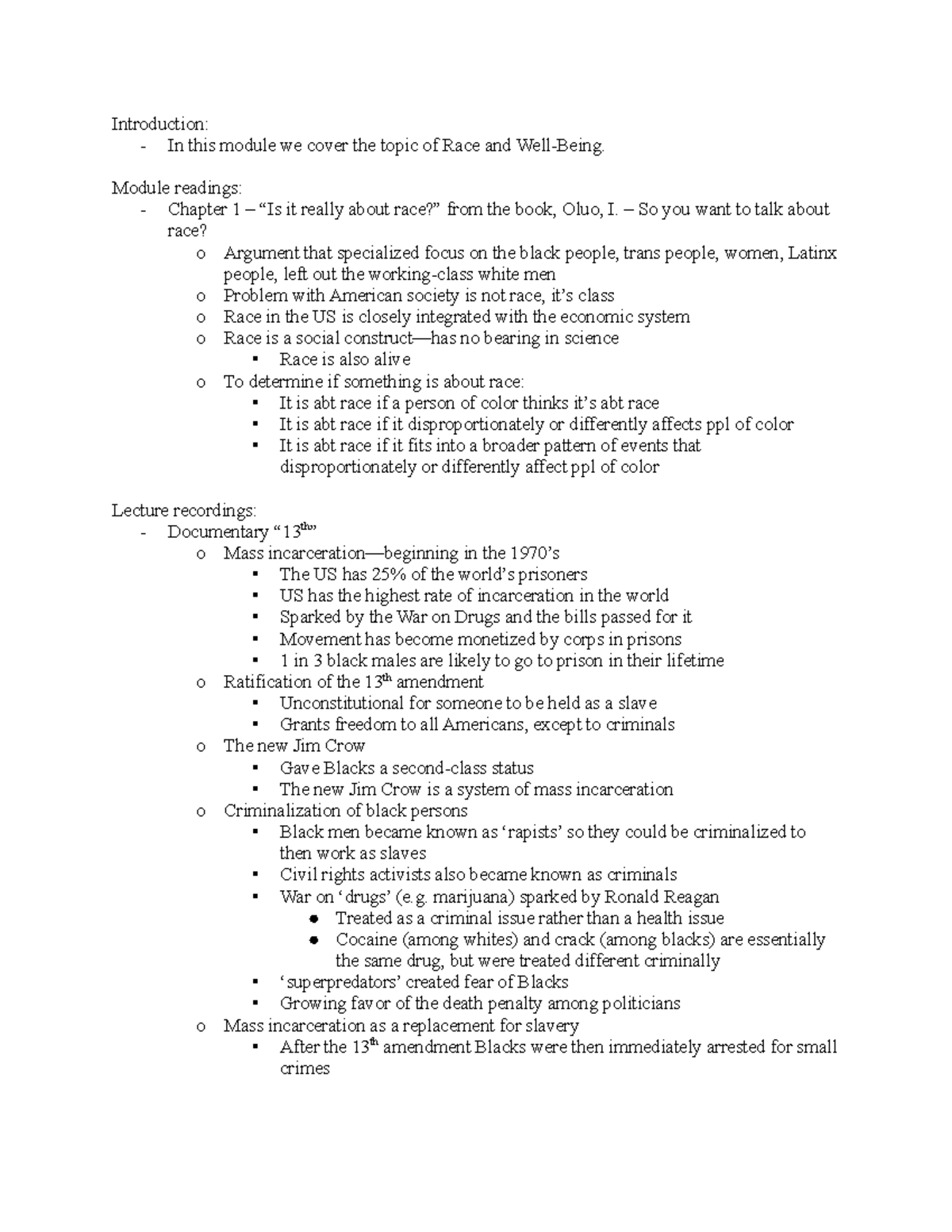Module 13 notes - Introduction: - In this module we cover the topic of ...