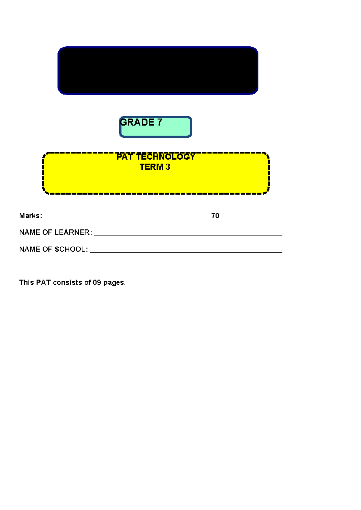 GRADE 7 PAT TECHNOLOGY TERM 3: Crane Project Guidelines and Assessment ...
