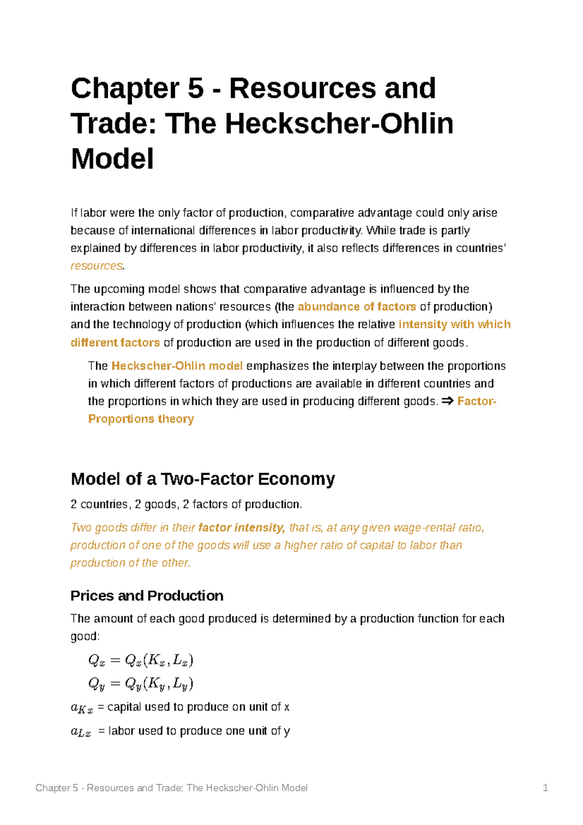 Chapter 5 - Resources and Trade: Understanding the Heckscher-Ohlin ...
