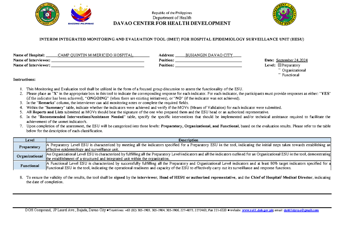HESU-IMET-2024: Monitoring & Evaluation Tool for Hospital Epidemiology ...