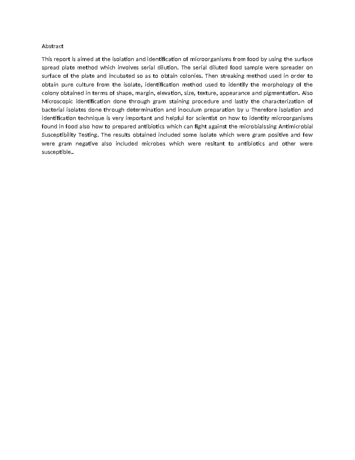 Isolation and Identification of Microorganisms in Food Using Serial ...