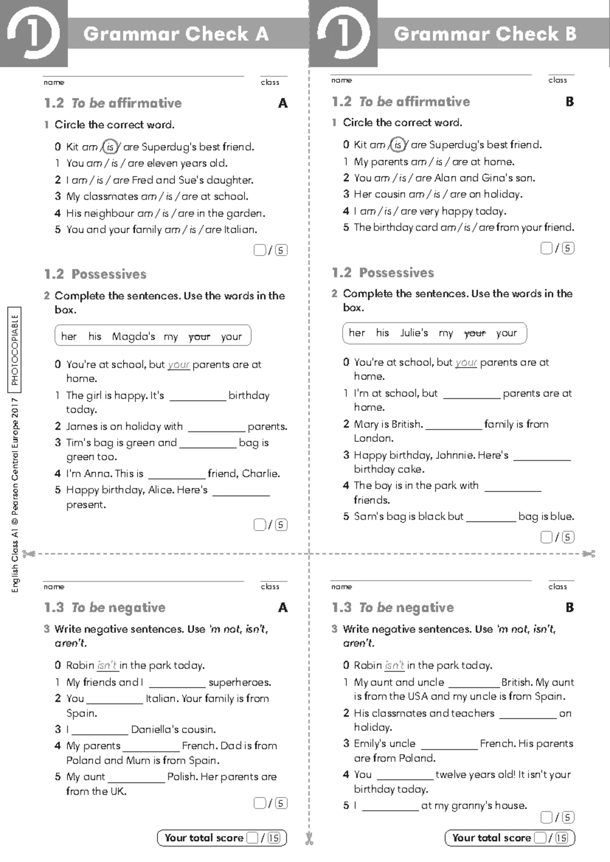 Together kl5 U1 Unit Test Standard A: Listening & Reading Activities ...
