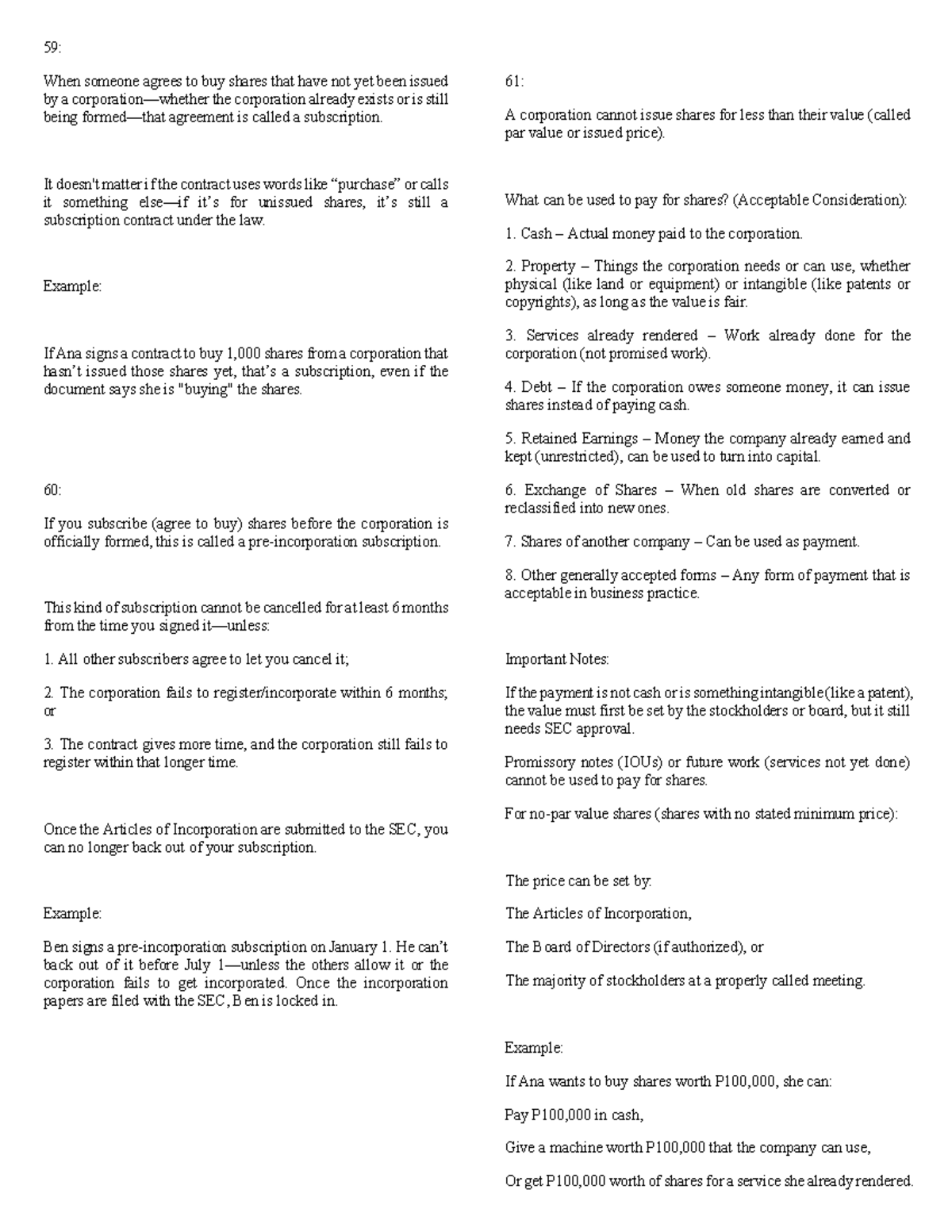SEC - Accountancy Lecture Notes: Subscription Contracts & Share ...