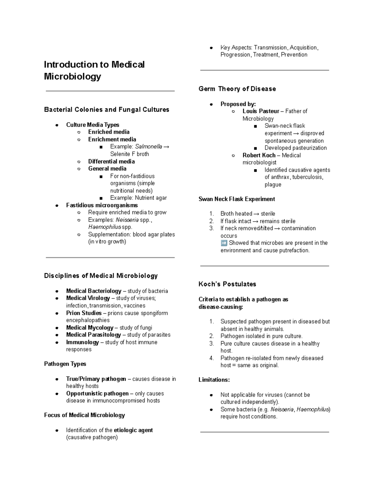 Mdmicro LE1 - Key Concepts in Medical Microbiology for Exam - Studocu