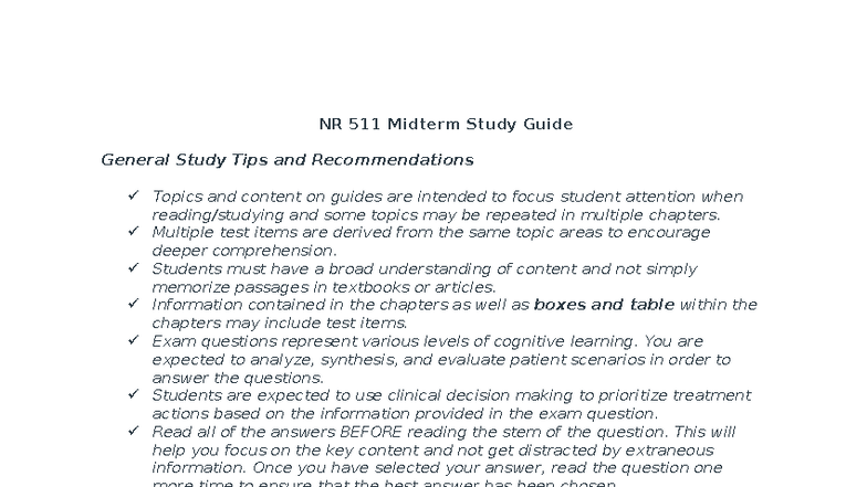 NR 511 Midterm Study Guide: Key Concepts and Exam Strategies - Studocu